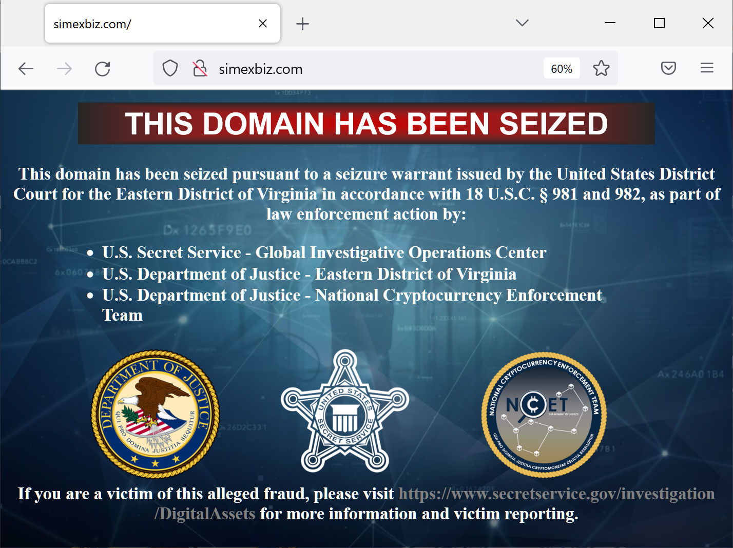 U.S. govt seizes domains used in 'pig butchering' scams